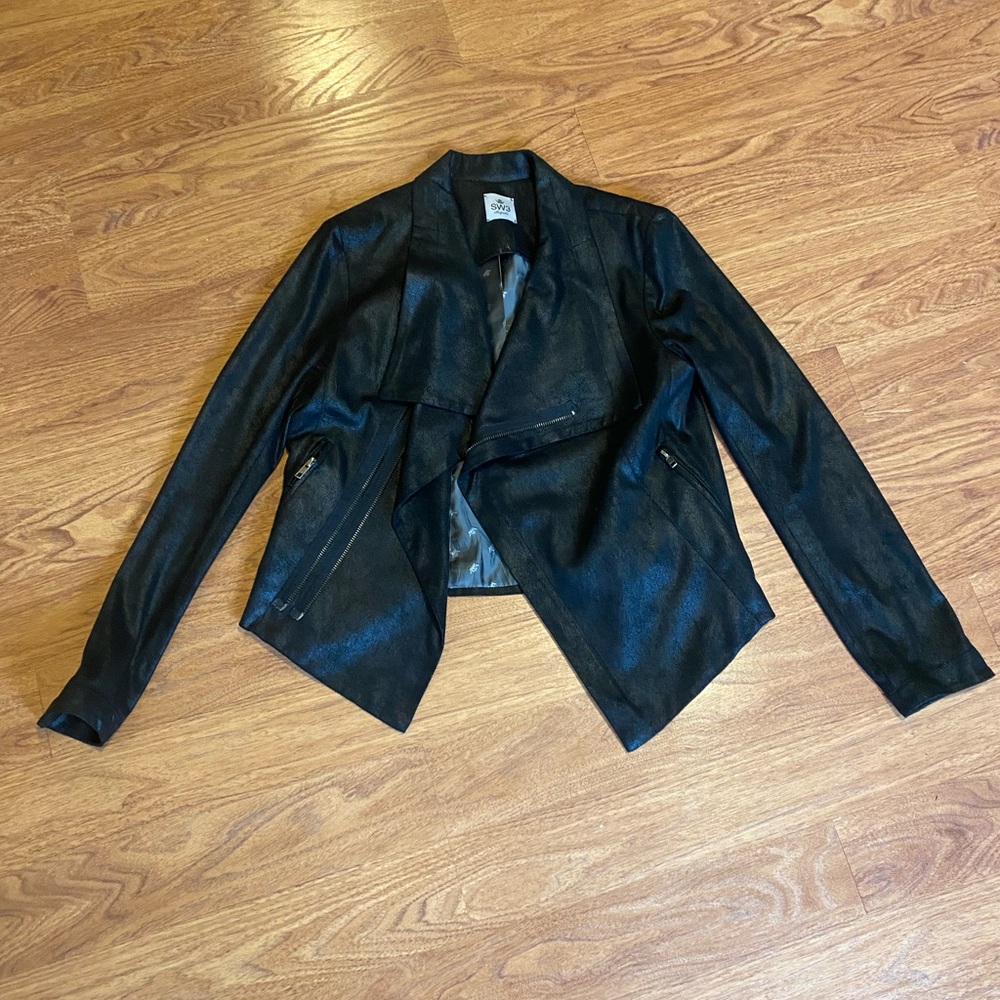 Sw3 Bespoke Faux Leather Moto Jacket - Gem